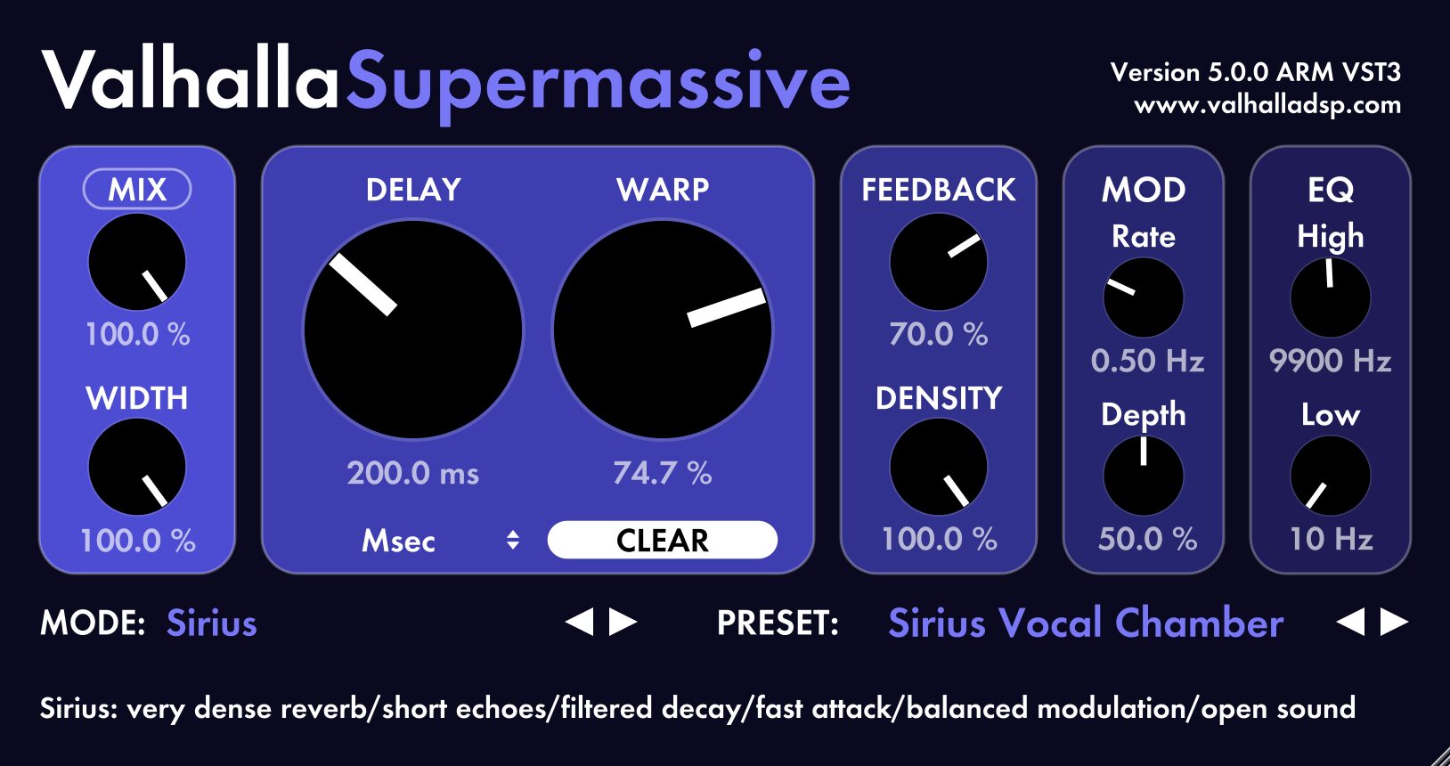 Valhalla Supermassive 5.0.0 Update: Sirius! - Valhalla DSP
